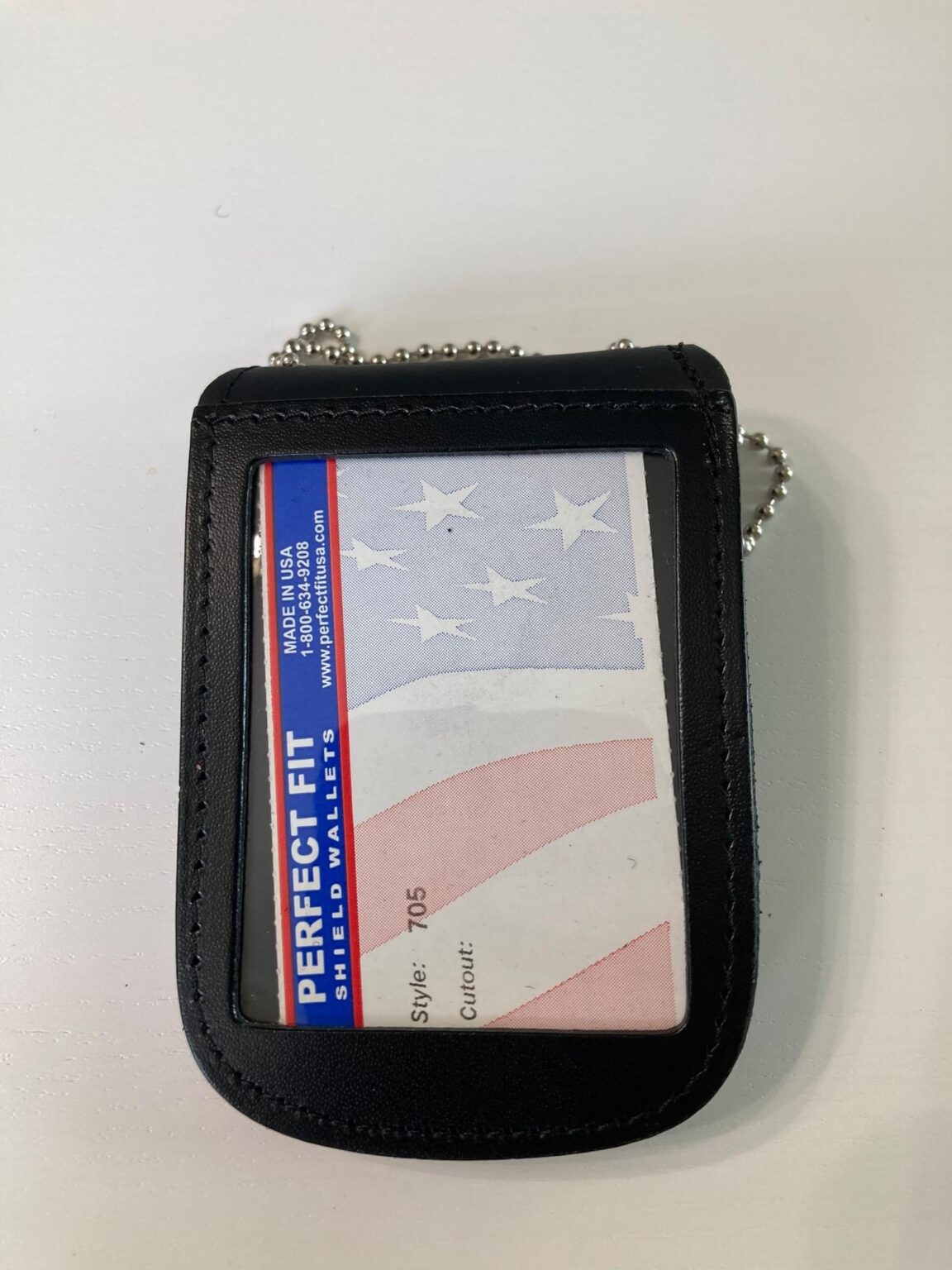 Recessed Badge and ID Neck Holder with Chain; Wreath Badge ...