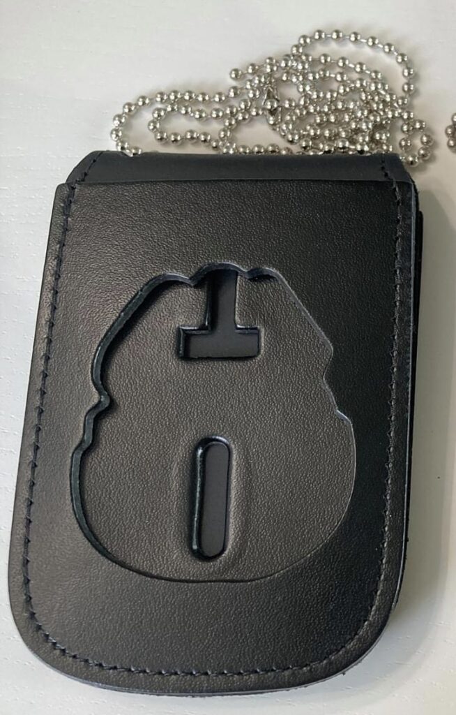 Recessed Badge and ID Neck Holder with Chain; Wreath Badge ...